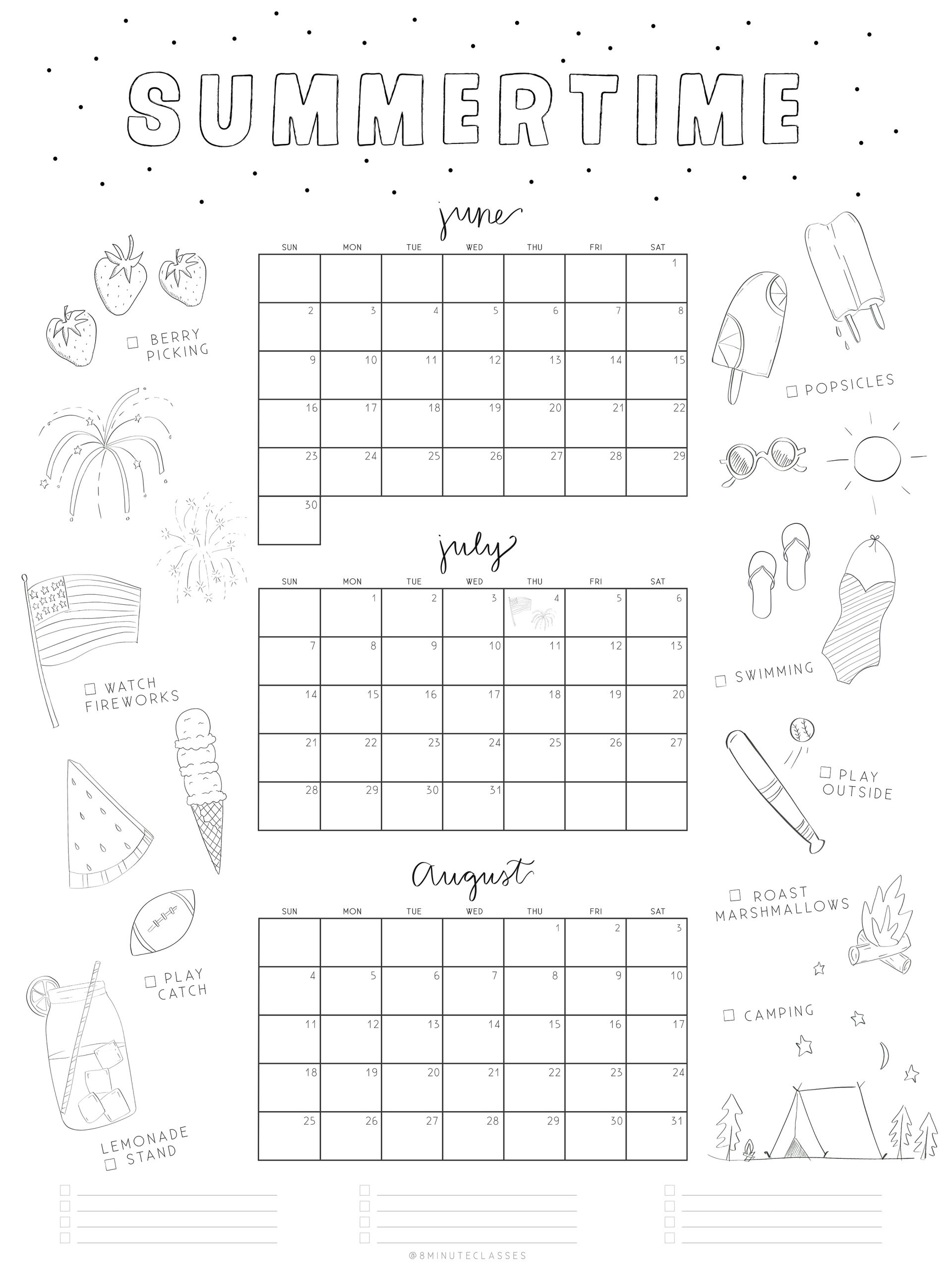 2025 Printable Summer Calendar - Free 2025 Calendar